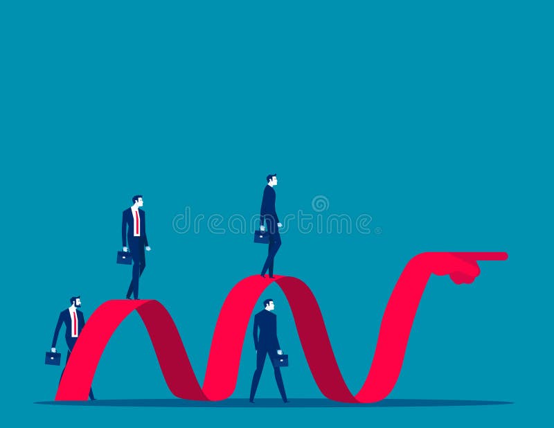 Business Team Walk on Hand Point and Curved Road. Business Vector ...