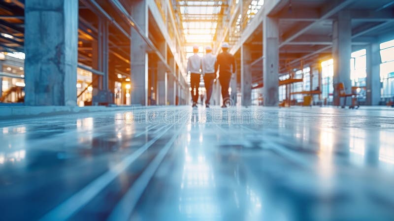 Business Team Walking through a Modern Office Construction Site with ...