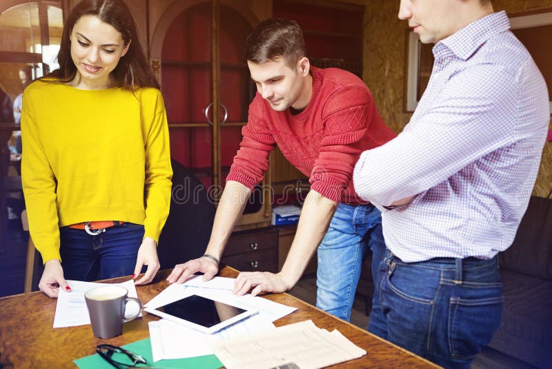 Business Team at Work with Financial Reports Stock Image - Image of ...