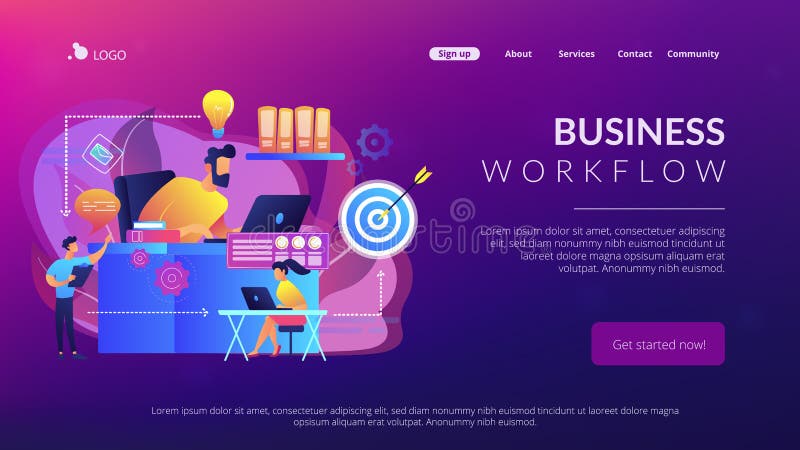 Workflow Landing Page Template. Stock Vector - Illustration of palette ...