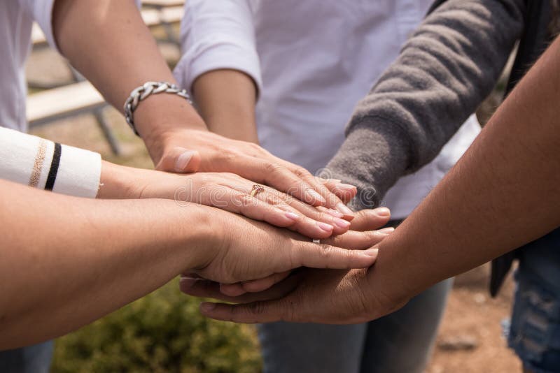 Business Team Work, Stack of Hands Stock Image - Image of person ...