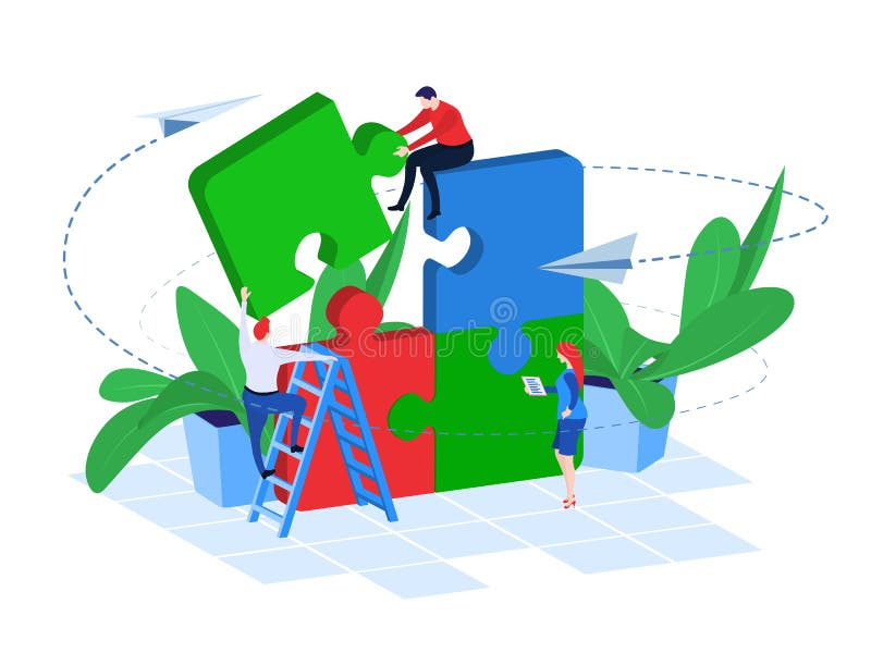 Business Team at Work. Vector Illustration in Flat 3d Style. Team ...