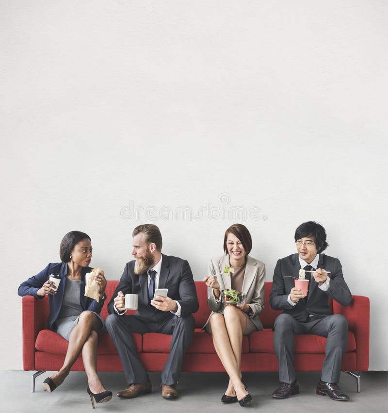 Business Team Working Break Eating Lunch Concept Stock Image - Image of ...