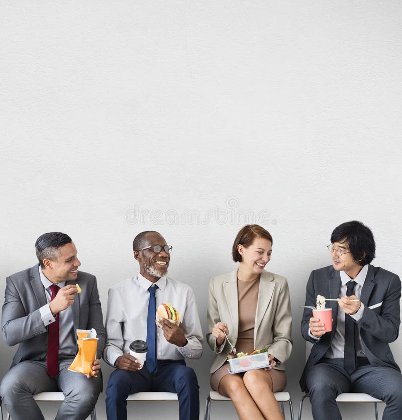 Business Team Working Break Eating Lunch Concept Stock Photo - Image of ...