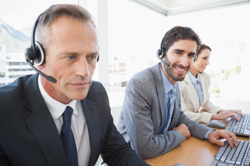 Side View Call Center Man Sitting Chair Stock Photos - Free & Royalty ...