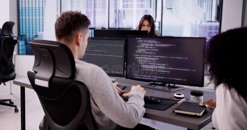 Business Team Working on Computer Stock Image - Image of cyber, monitor ...