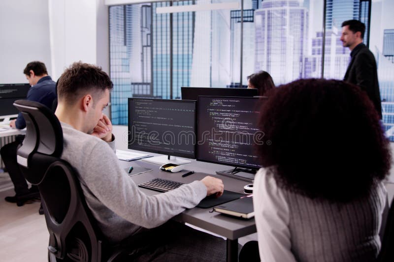 Business Team Working on Computer Stock Image - Image of team, room ...