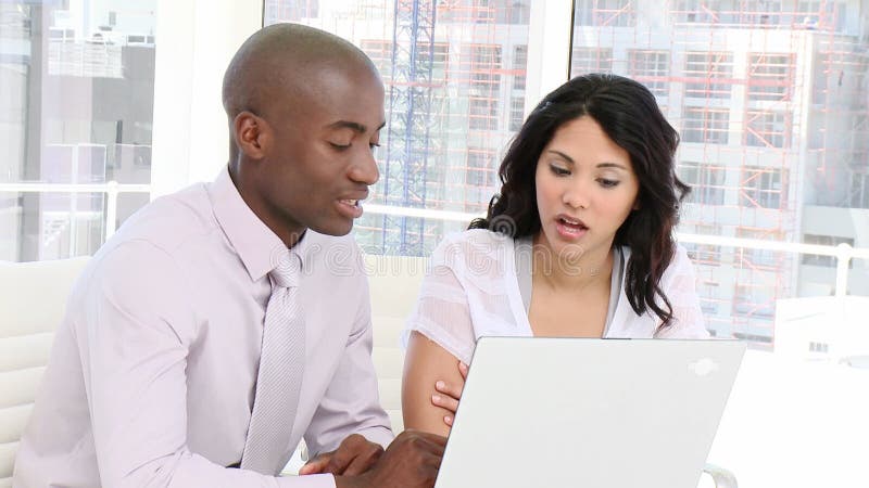 Business Team Working at a Computer Stock Footage - Video of black ...