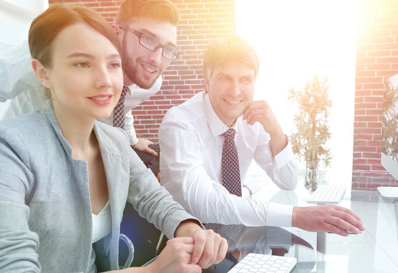 Business Team Working in a Computer Room Stock Image - Image of ...