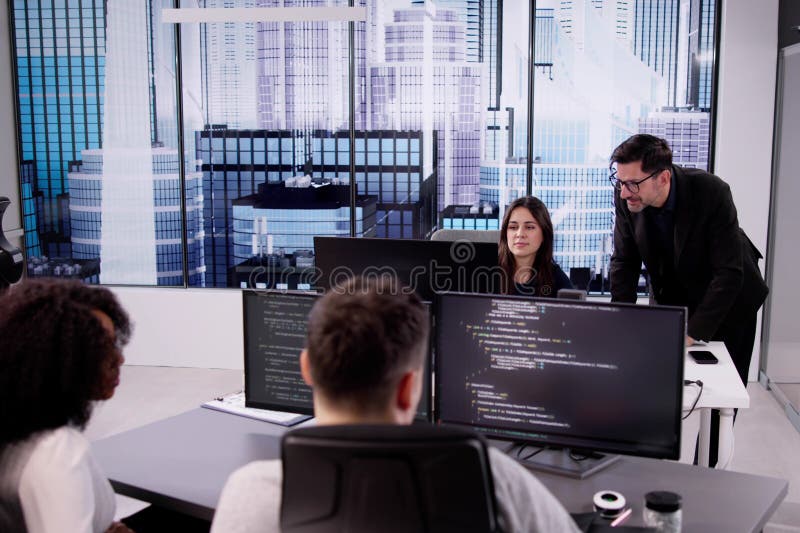 Business Team Working on Computer Stock Photo - Image of cyber, people ...