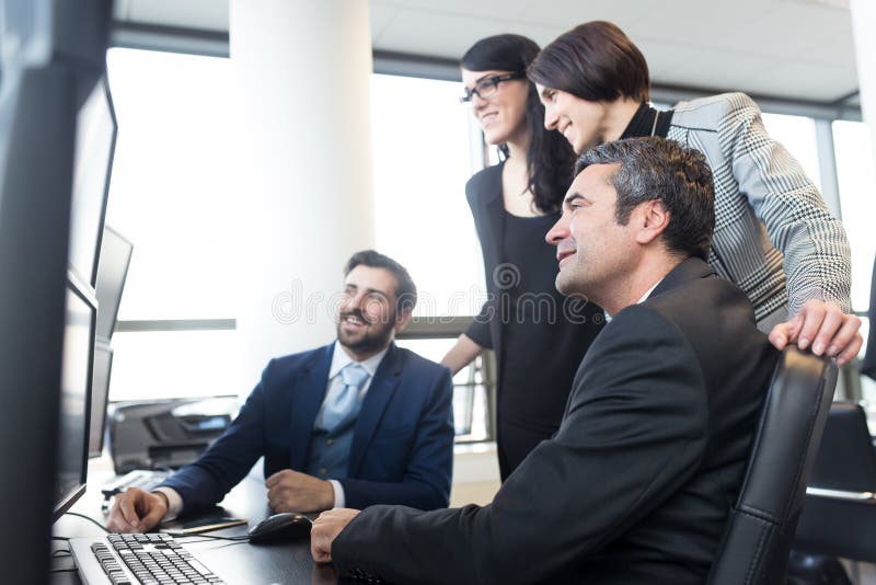 Business Team Working in Corporate Office. Stock Image - Image of ...