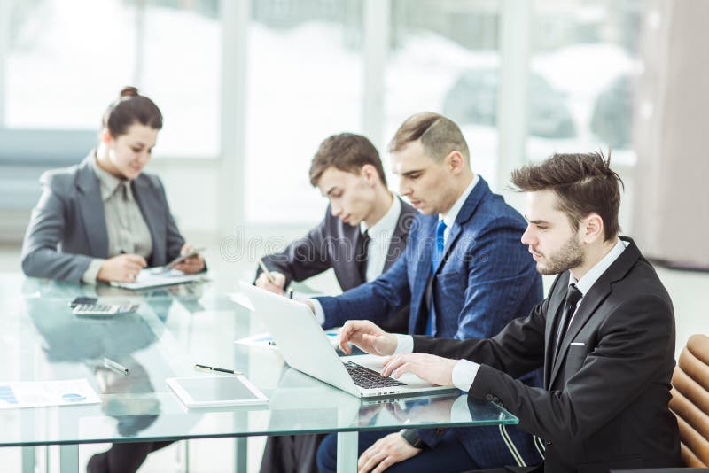 Business Team Working with Documents at His Workplace Stock Photo ...