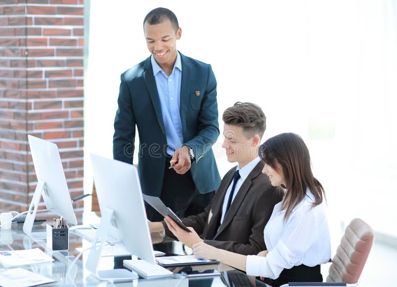 Business Team Working with Documents in a Modern Office. Stock Photo ...