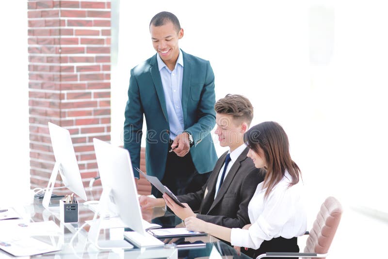 Business Team Working with Documents in a Modern Office. Stock Photo ...