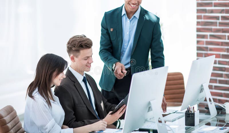 Business Team Working with Documents in a Modern Office. Stock Photo ...