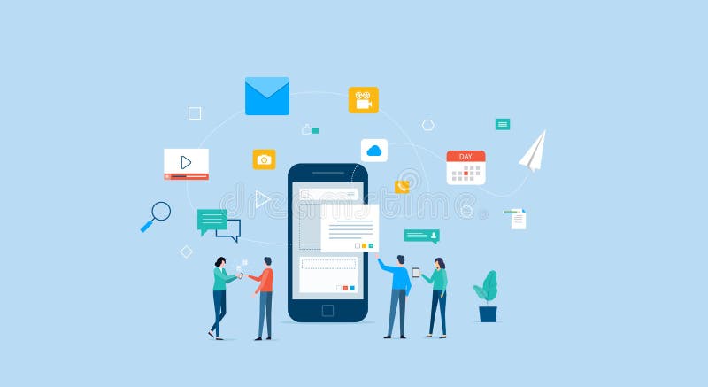 Business Team Working for Mobile Application Development Stock Vector ...