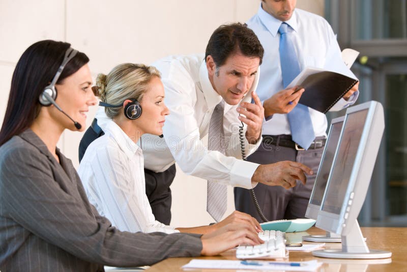 Line of Call Centre Employees Stock Image - Image of operator, service ...