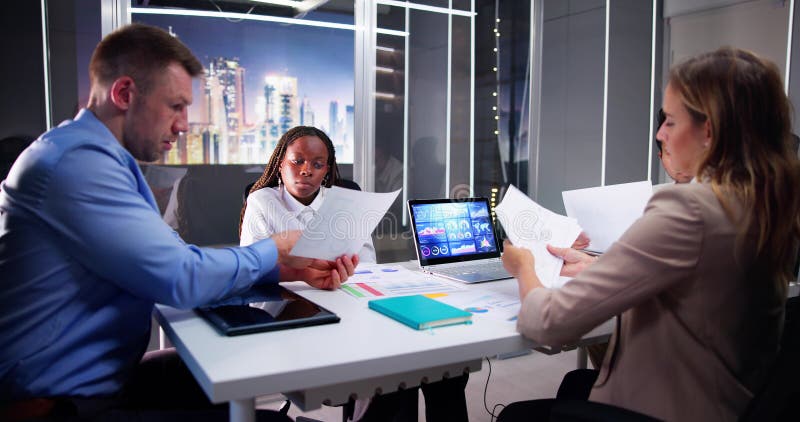 Business Team Working at Office Desk Stock Image - Image of life, dark ...