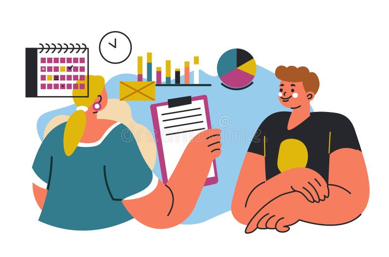 Business Team Working on Project Together, Vector Stock Vector ...