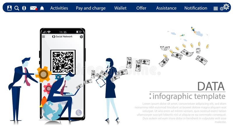 Business Team is Working,Smartphone Screen with QR Code for Online ...