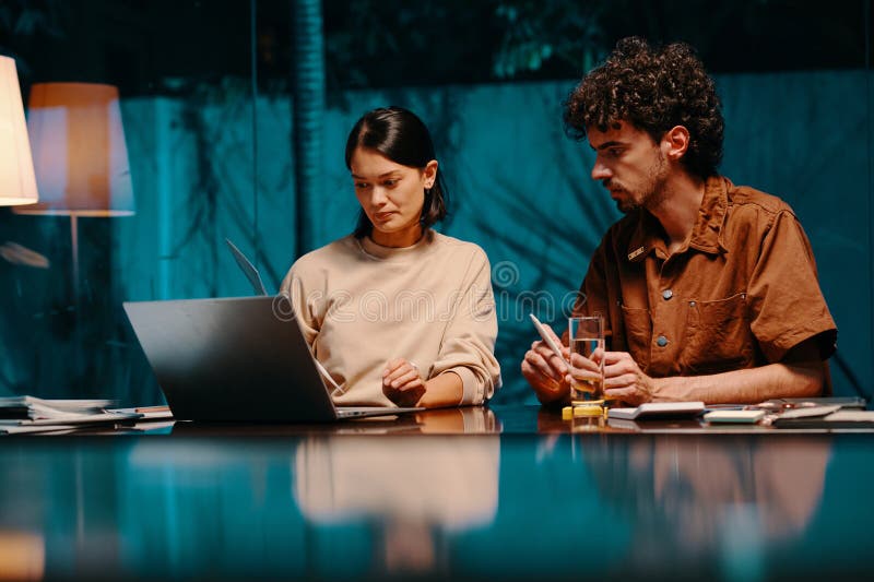 Business Team Working on Strategy Stock Image - Image of laptop, table ...
