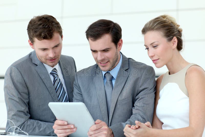 Business Team Working with Tablet Stock Image - Image of client ...