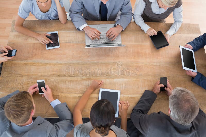 Business Team Working Their Multimedia Devices Stock Photos - Free ...