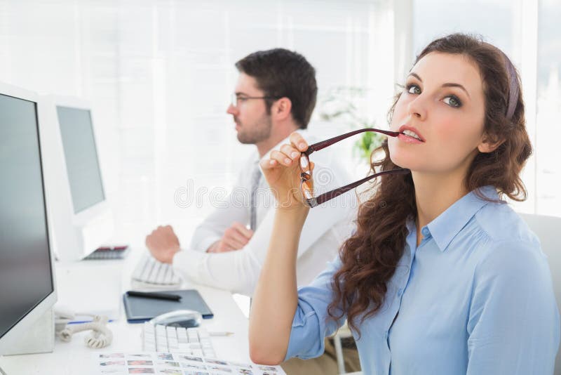 Business Team Working Together at Desk Stock Image - Image of briefing ...