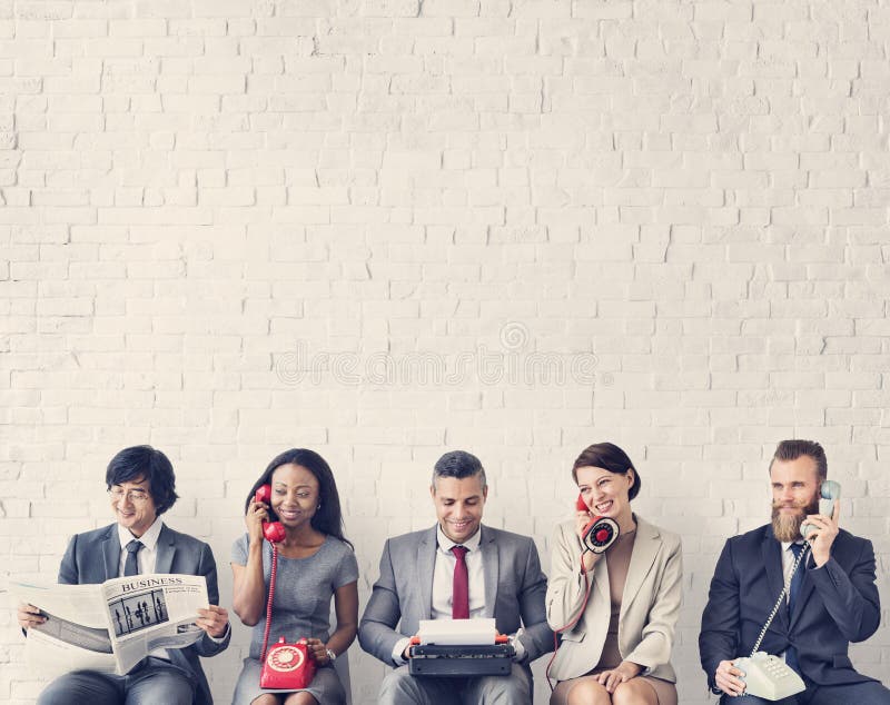 Business Team Working Using Vintage Objects Concept Stock Photo - Image ...