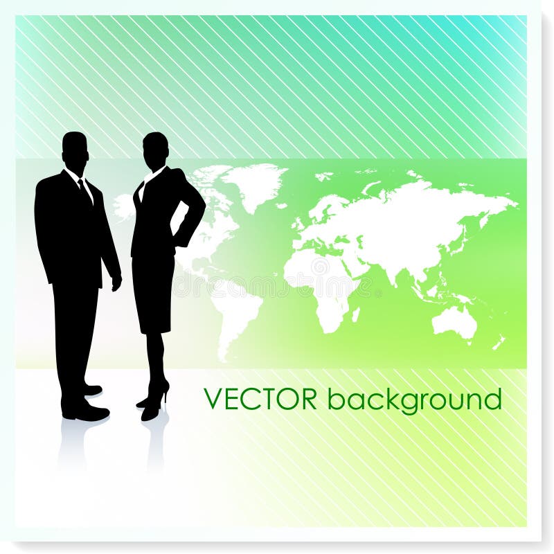 Business Team with World Map on Vector Background Stock Illustration ...