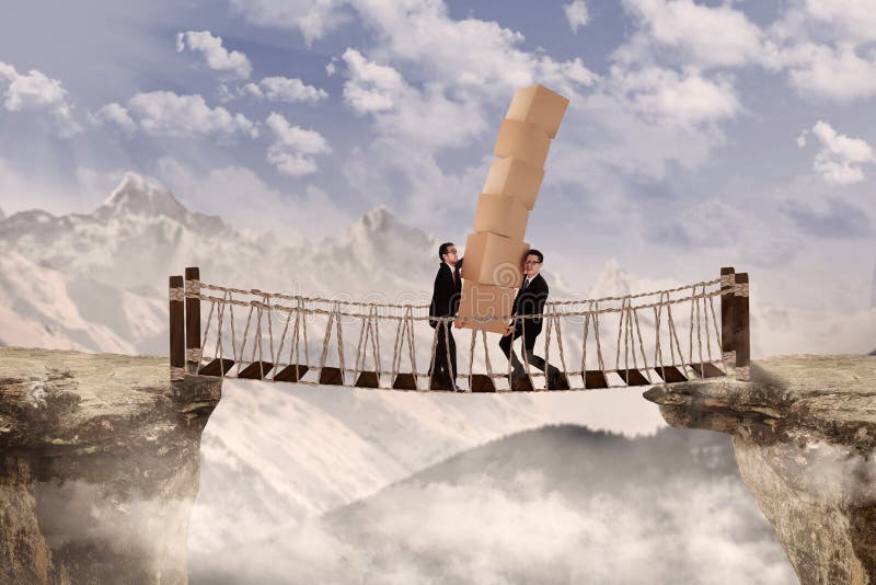 Business Teamwork Cross Bridge Stock Illustration - Illustration of ...
