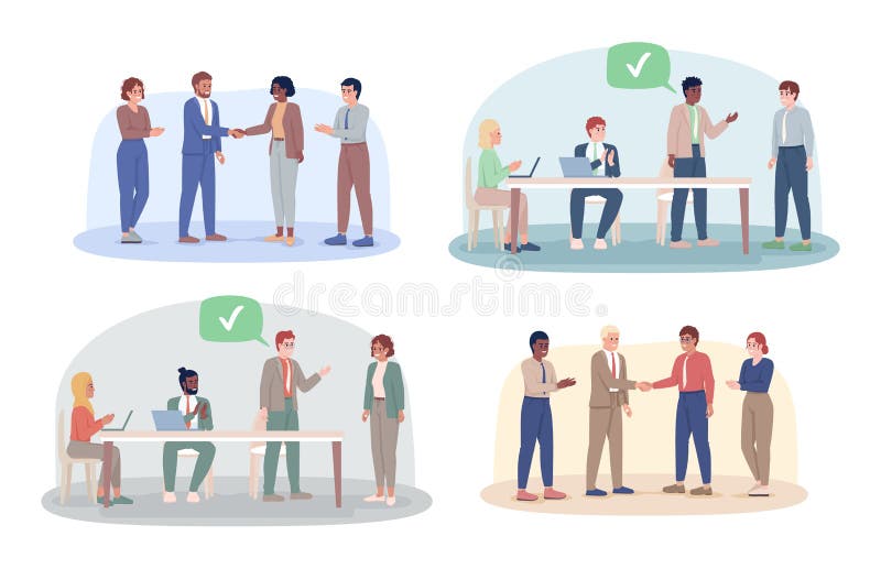 Business Teamwork 2D Vector Isolated Illustrations Set Stock Vector - Illustration of isolated ...