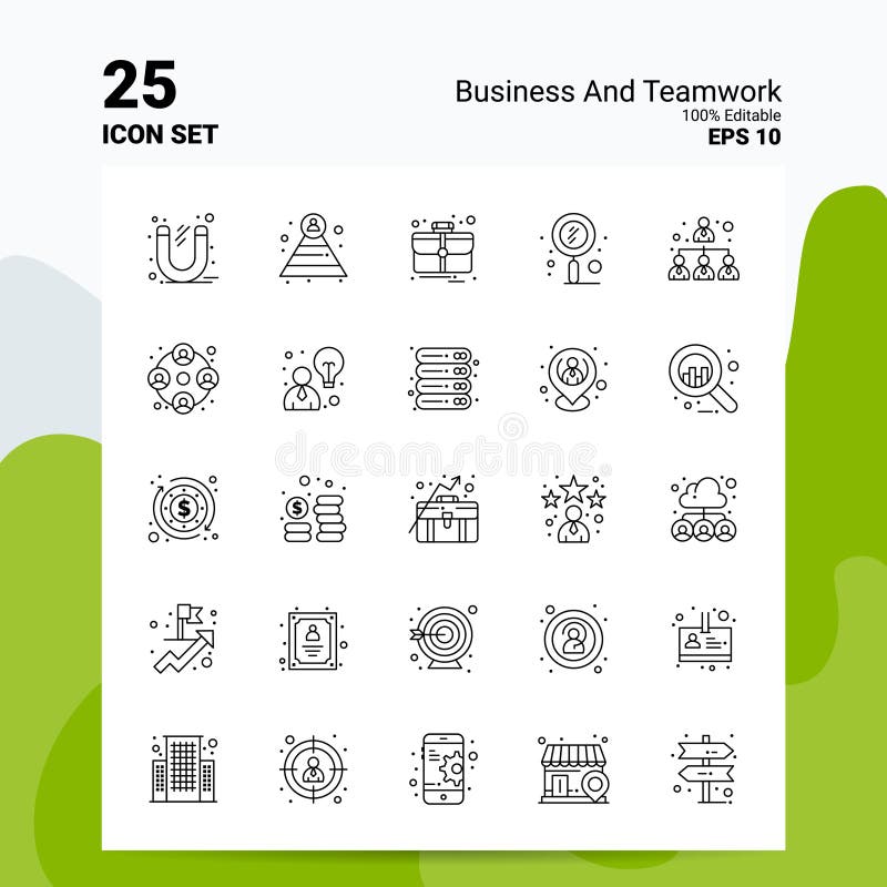25 Business and Teamwork Icon Set. 100 Editable EPS 10 Files Stock ...