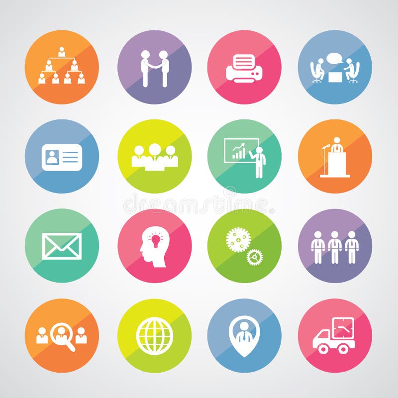 Business Coaching Icon Set. Online Learning. Flat Design Stock Vector ...