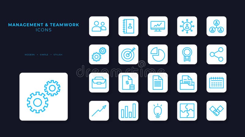 Business Teamwork and Management Icon with Black Outline Style Stock ...