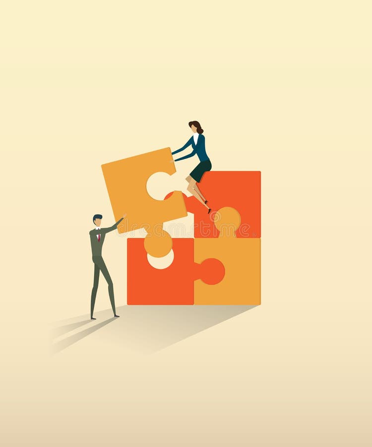 Business Teamwork People Partnership Connecting Puzzle Elements. Stock ...