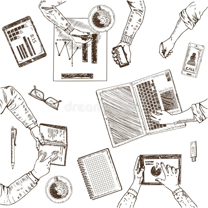 Business Teamwork Sketch Concept Stock Vector - Illustration of graphic ...