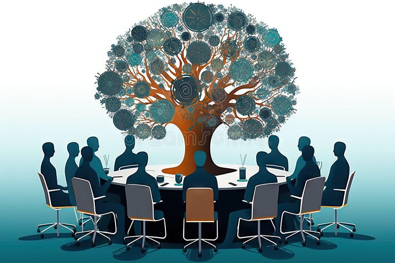 Business Teamwork Solution Ideas Brainstorming Tree Brain Table ...