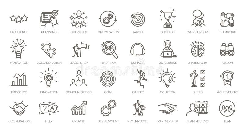Simple Set of Team Work Related Vector Line Icons. Stock Vector ...