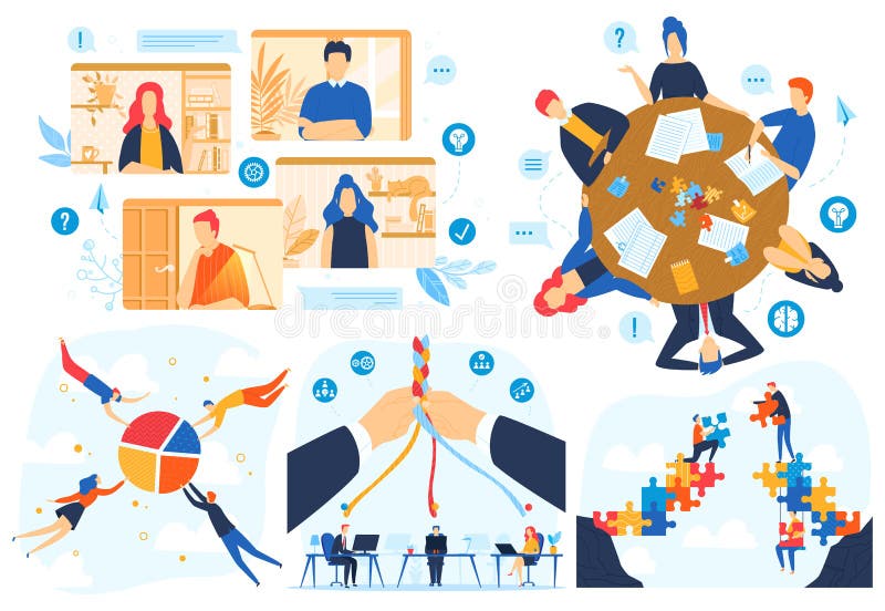 Business Teamwork Vector Illustration Set, Cartoon Flat Businessman ...