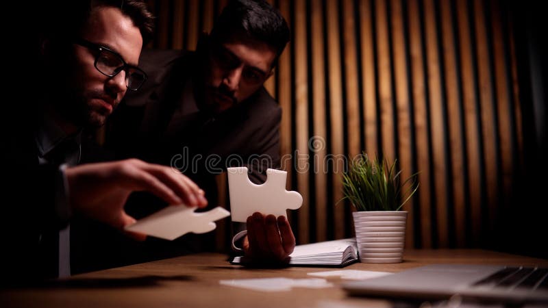 Business Teamwork with White Puzzle Pieces Cooperation Unity Concept ...