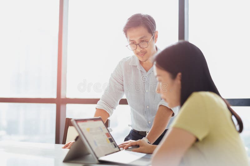 Business Teamwork Working in Office with Laptop Computer. Stock Image ...