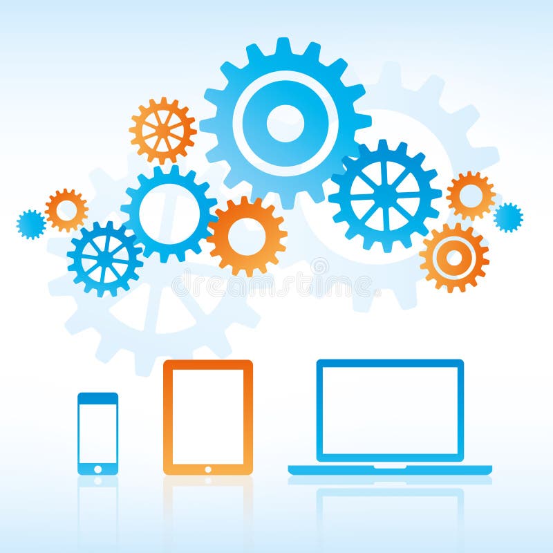 Laptop gears stock illustration. Illustration of conspiracy - 34071444