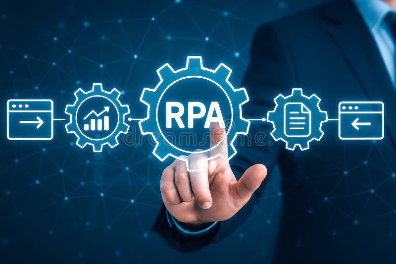 Business Technology Automation RPA Concept with Futuristic Digital ...