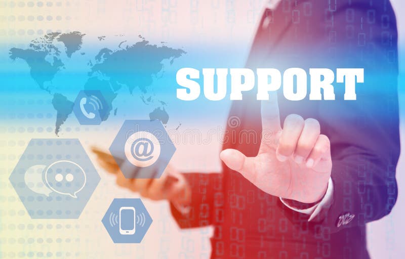 Business Technology Concept, Hand Touching SUPPORT Sign Stock ...
