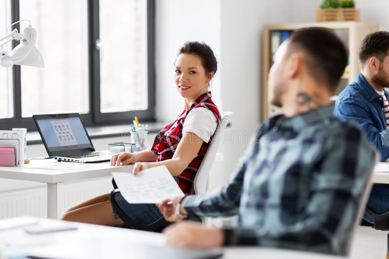 Creative Office Workers with User Interface Mockup Stock Image - Image ...