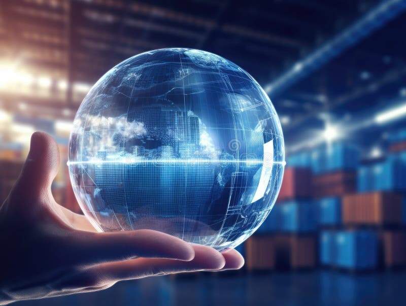 Global Commerce, the Movement of Containers on a Cargo Ship at a ...