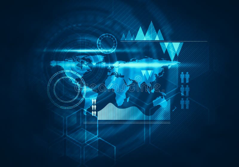 Business Technology Futuristic Blue Virtual Graphic Touch User I Stock ...