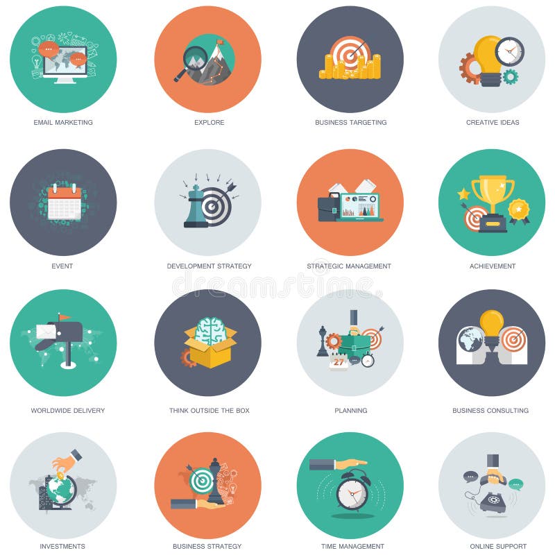 Business and Technology Icon Set. Flat Vector Illustration Stock ...