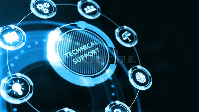 Technical Support Text with 3d Hologram of the Planet Earth Against the ...